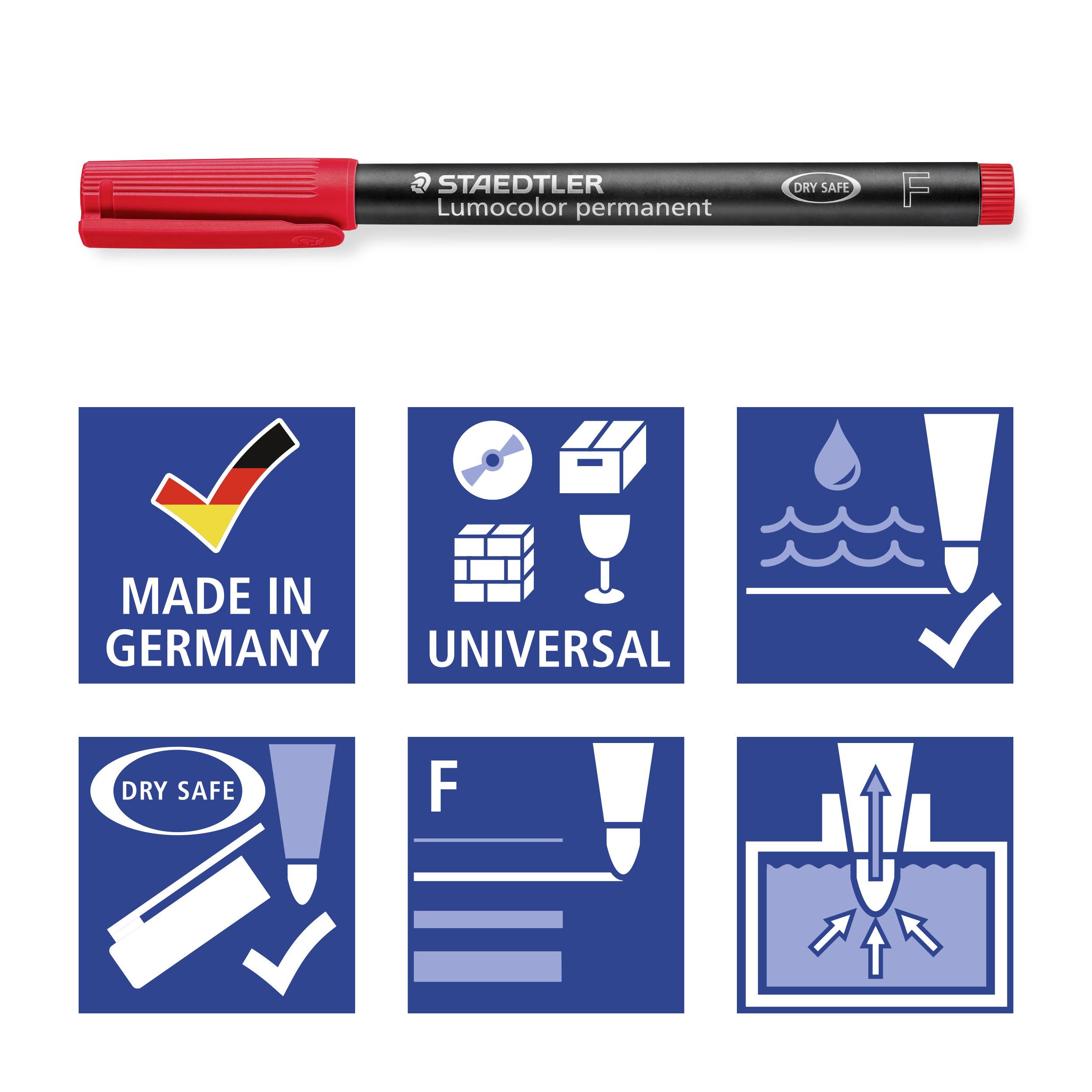 Staedtler Lumocolor permanent F DRY SAFE 318-2 Permanentmarker Rot ...