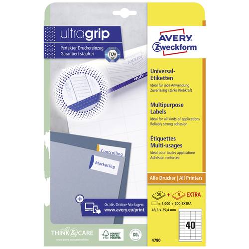 Avery Zweckform 4780 Etiketten 48 5 X 25 4mm Papier Wei 1200 St avery-zweckform-4780-etiketten-48-5-x-25-4mm-papier-wei-1200-st