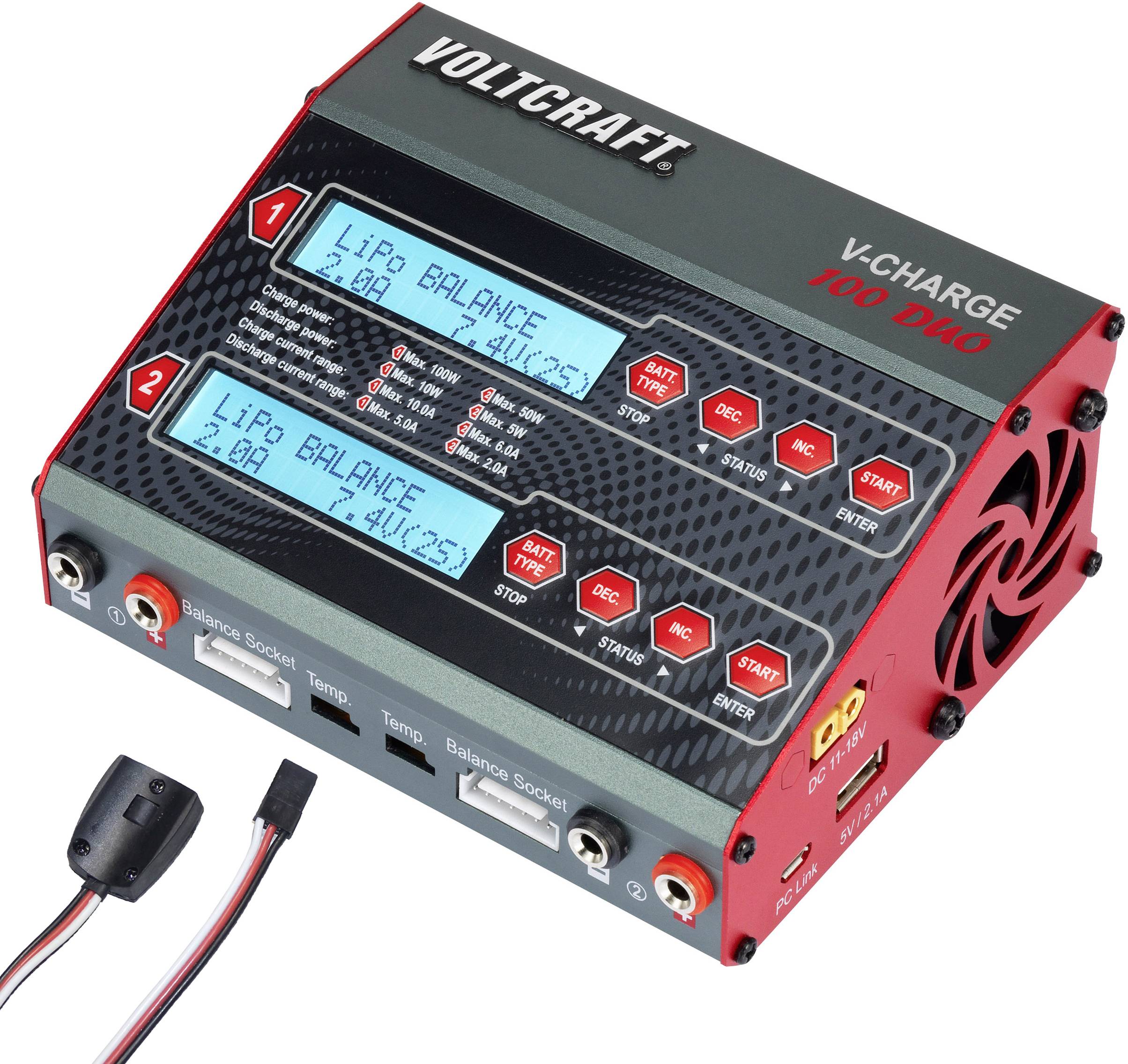 VOLTCRAFT V-Charge 100 Duo Modellbau-Multifunktionsladegerät 12 V, 230V ...