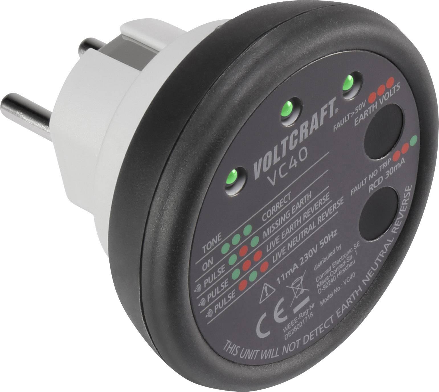 VOLTCRAFT VC40 Steckdosentester CAT II 300V versandkostenfrei | digitalo
