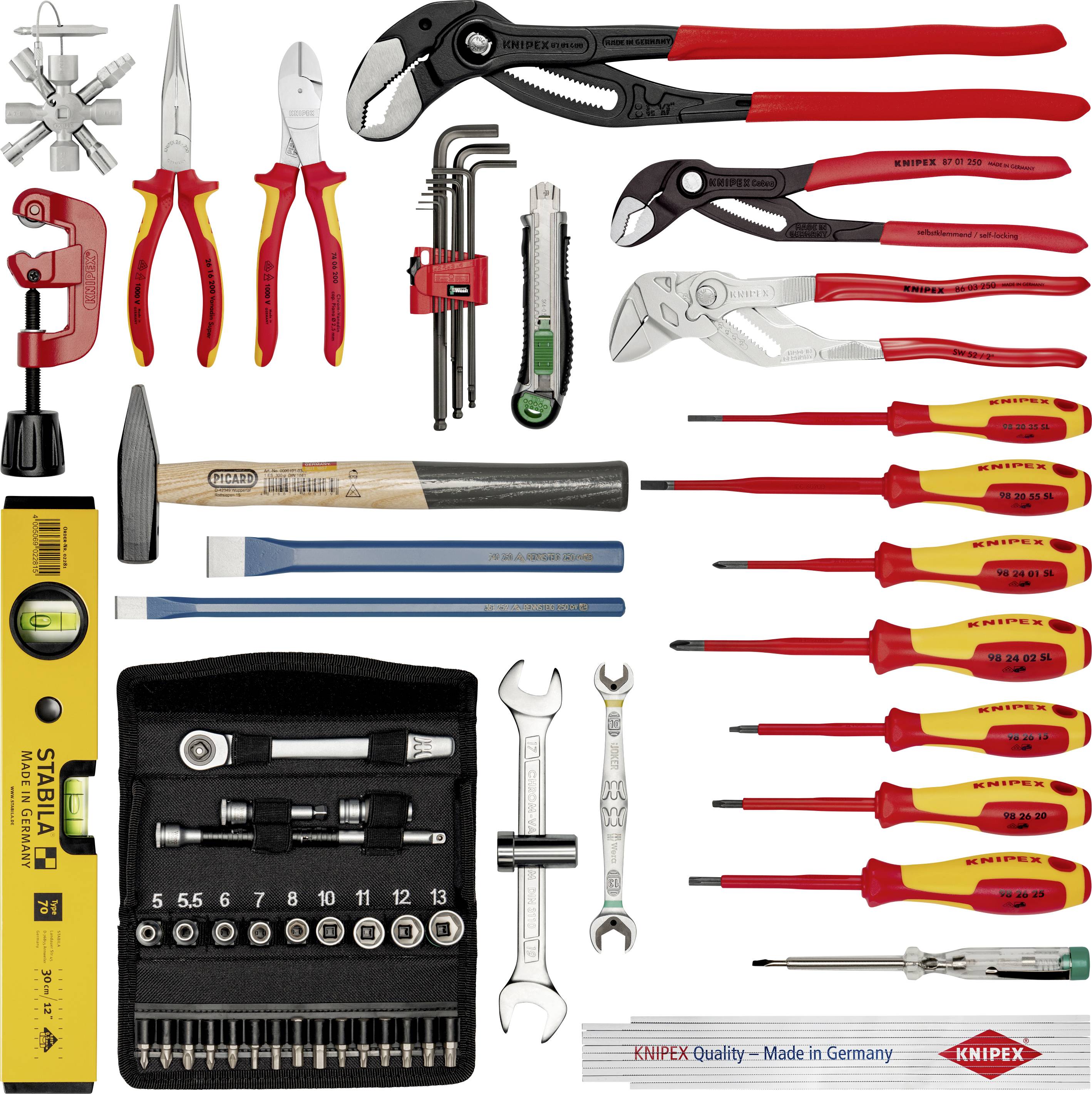 Knipex L-BOXX 00 21 19 LB S Sanitär Werkzeugkoffer bestückt 52teilig (L ...