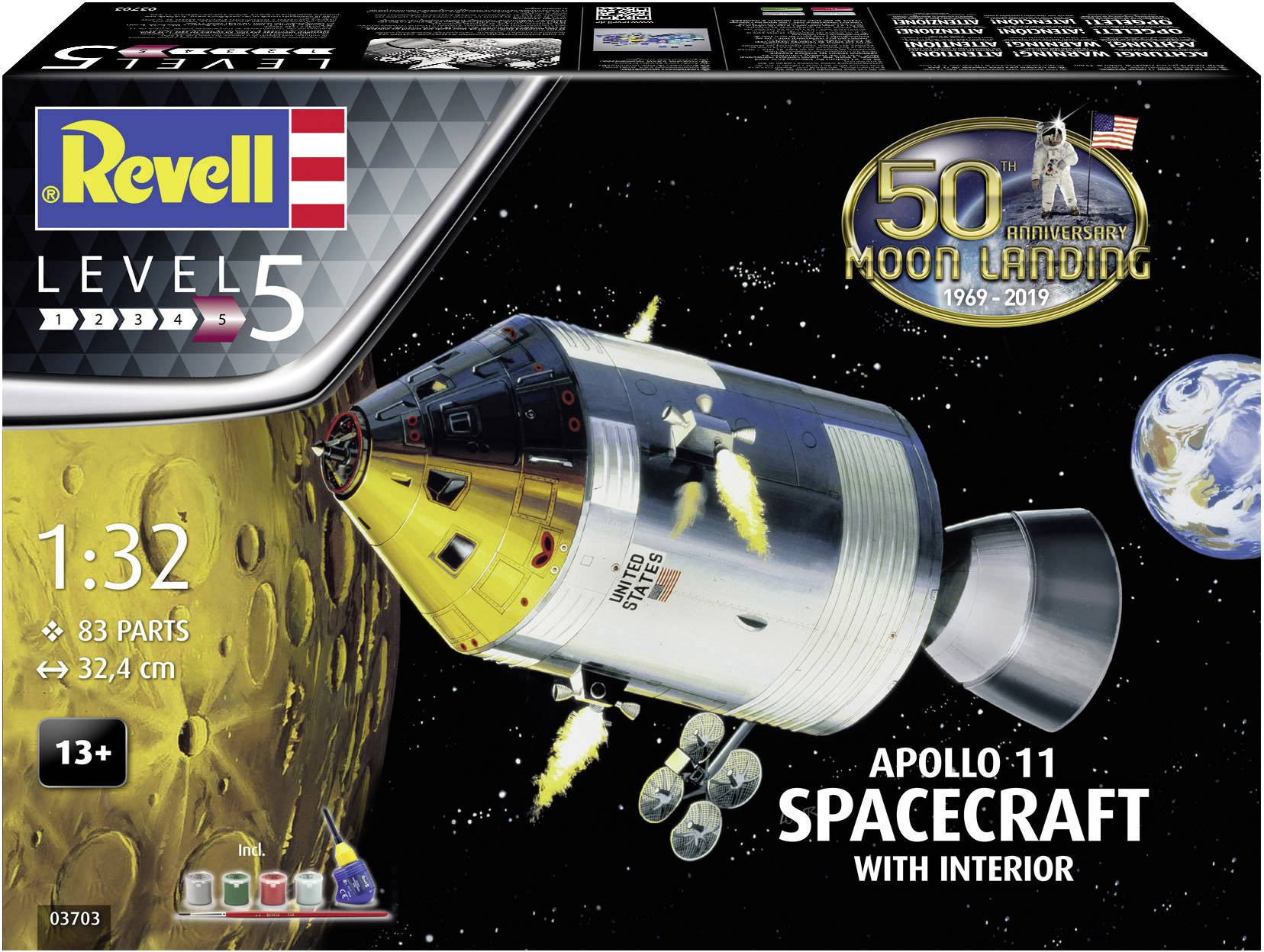 Revell 03703 Apollo 11 Spacecraft with Interior Raumfahrtmodell Bausatz ...