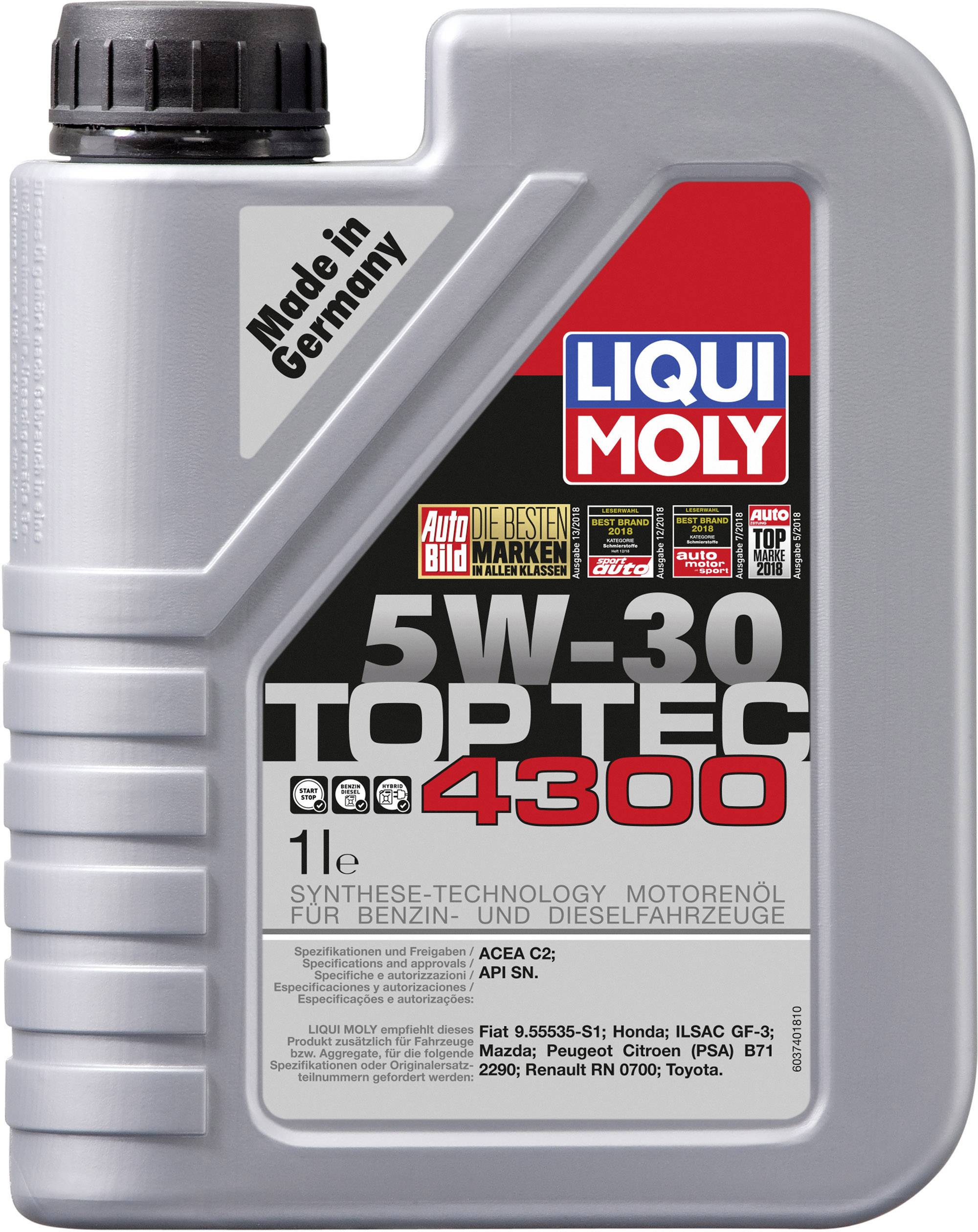 Liqui Moly Top Tec 4300 5W-30 3740 Leichtlaufmotoröl 1l | voelkner