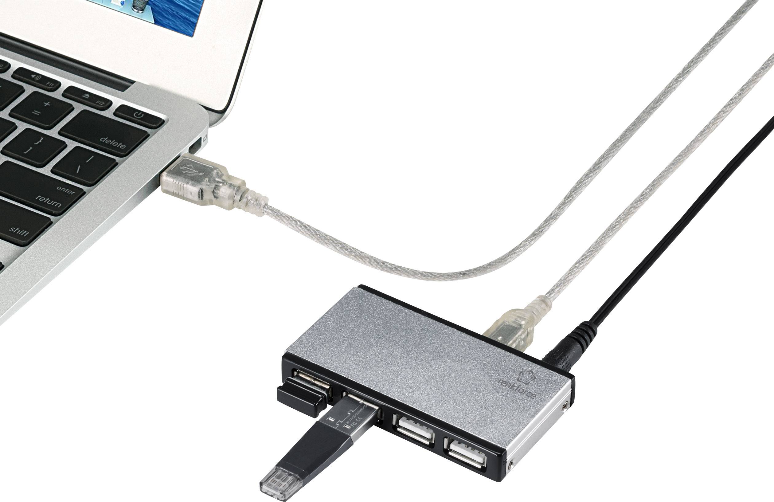 Renkforce 4 Port USB 2.0-Hub Silber | digitalo