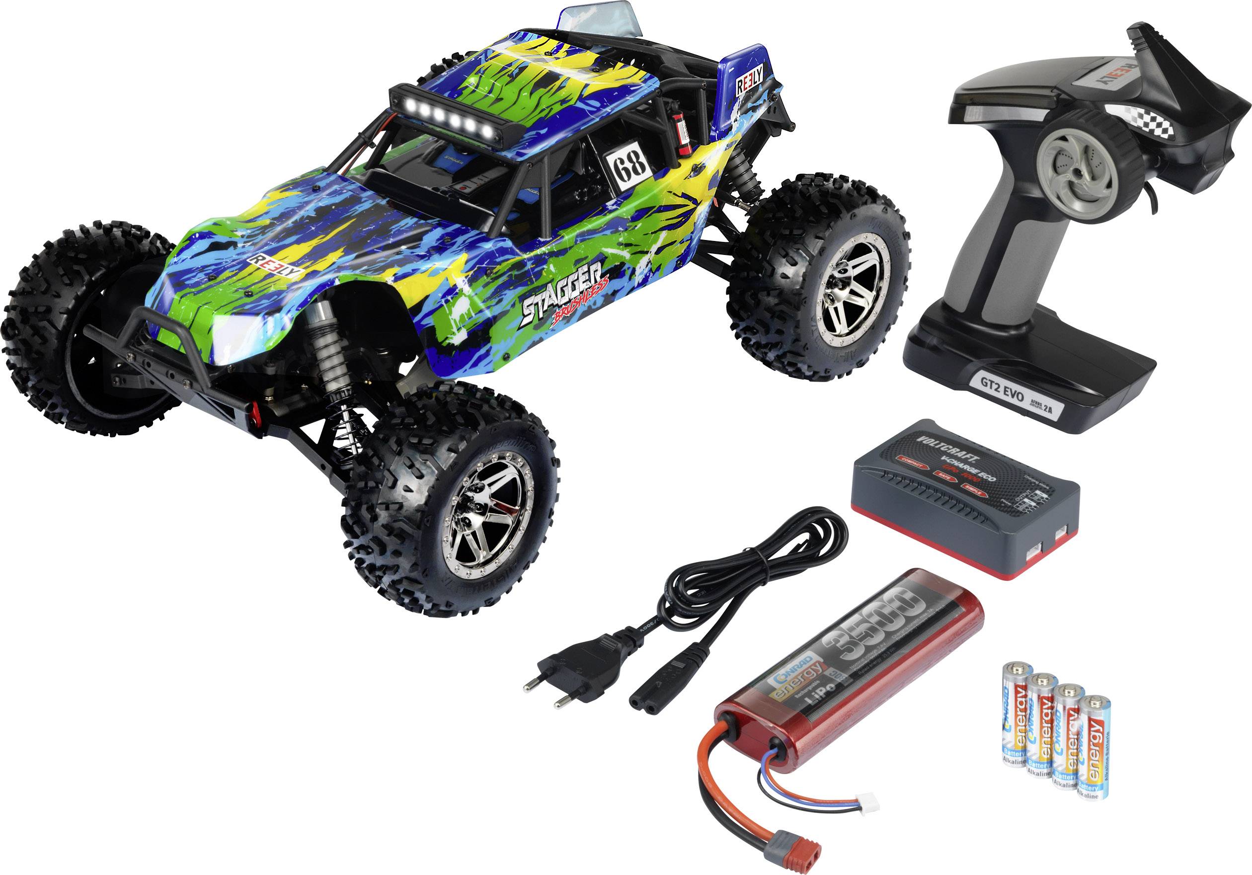 Reely Stagger Brushless 1:10 RC Modellauto Elektro Buggy Allradantrieb ...