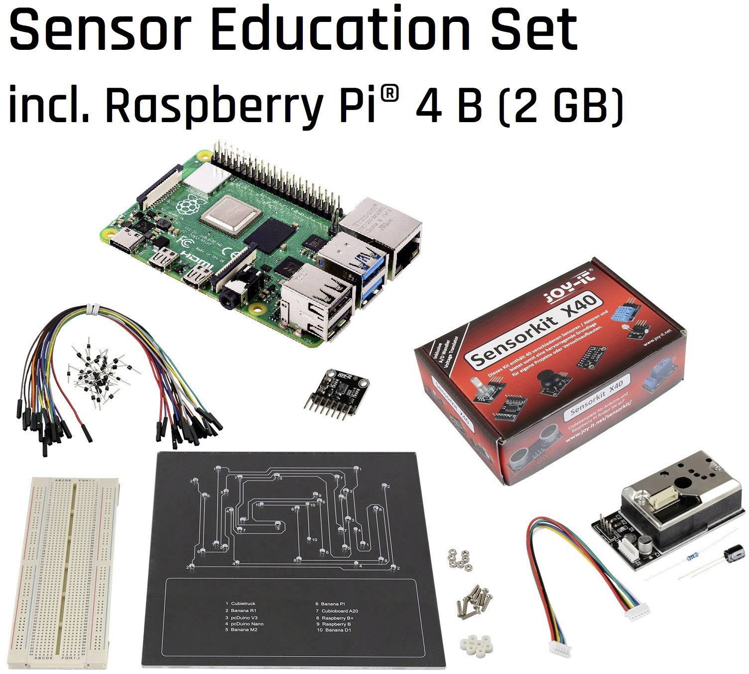 Joy-it Sensor Education Set Raspberry Pi® 4 B 2GB 4 x 1.5GHz inkl. Aufbewahrungskoffer, inkl ...