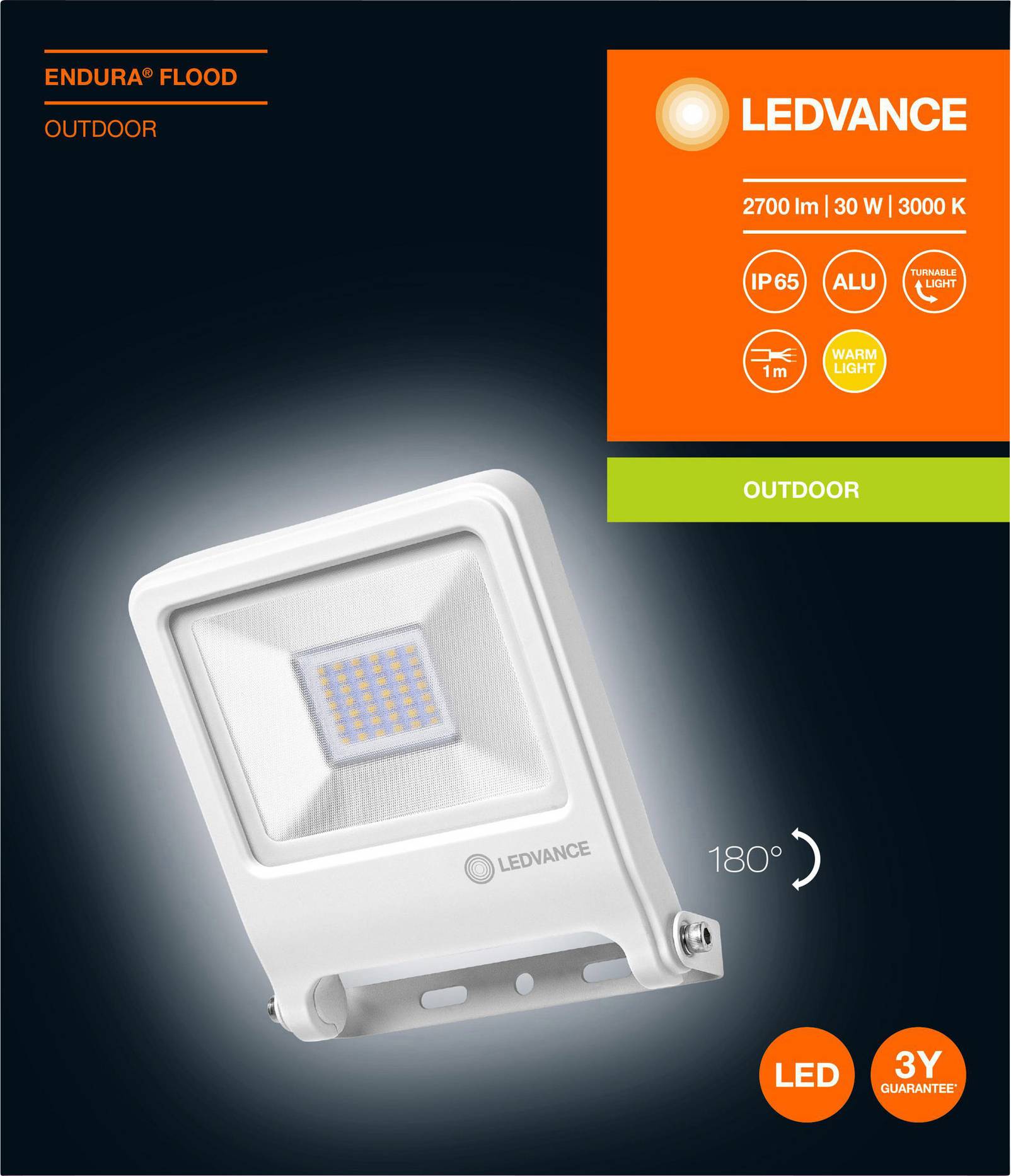 LEDVANCE ENDURA® FLOOD Warm White L 4058075239654 LED-Außenstrahler 30W ...