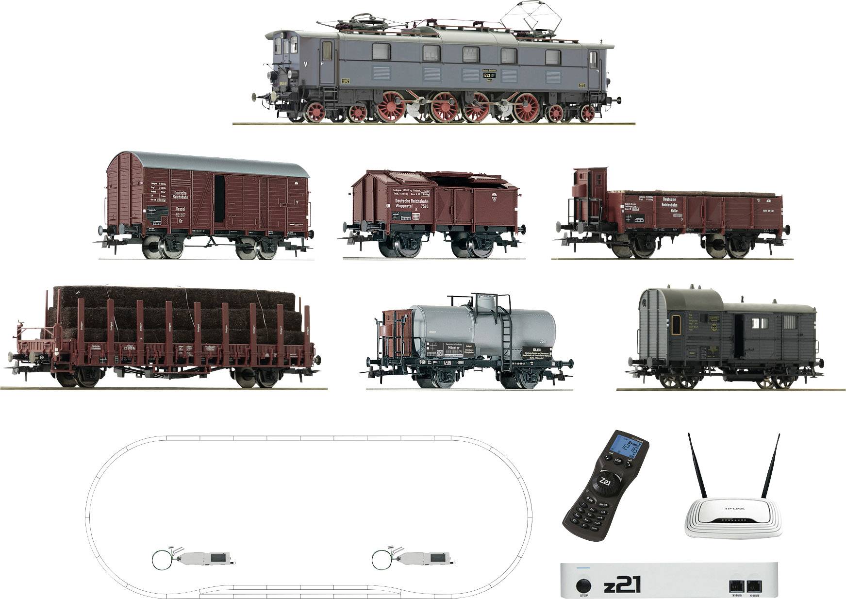 Roco 51323 z21 Digitalset: Elektrolokomotive BR E 52 mit Güterzug, DRG ...