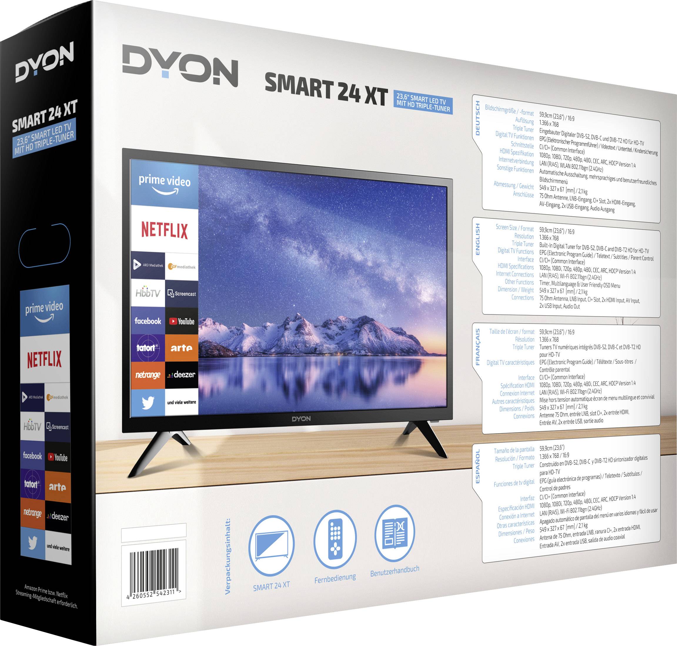 Dyon Smart 24 XT LED-TV 60.96cm 23.6 Zoll EEK F (A - G) Schwarz ...