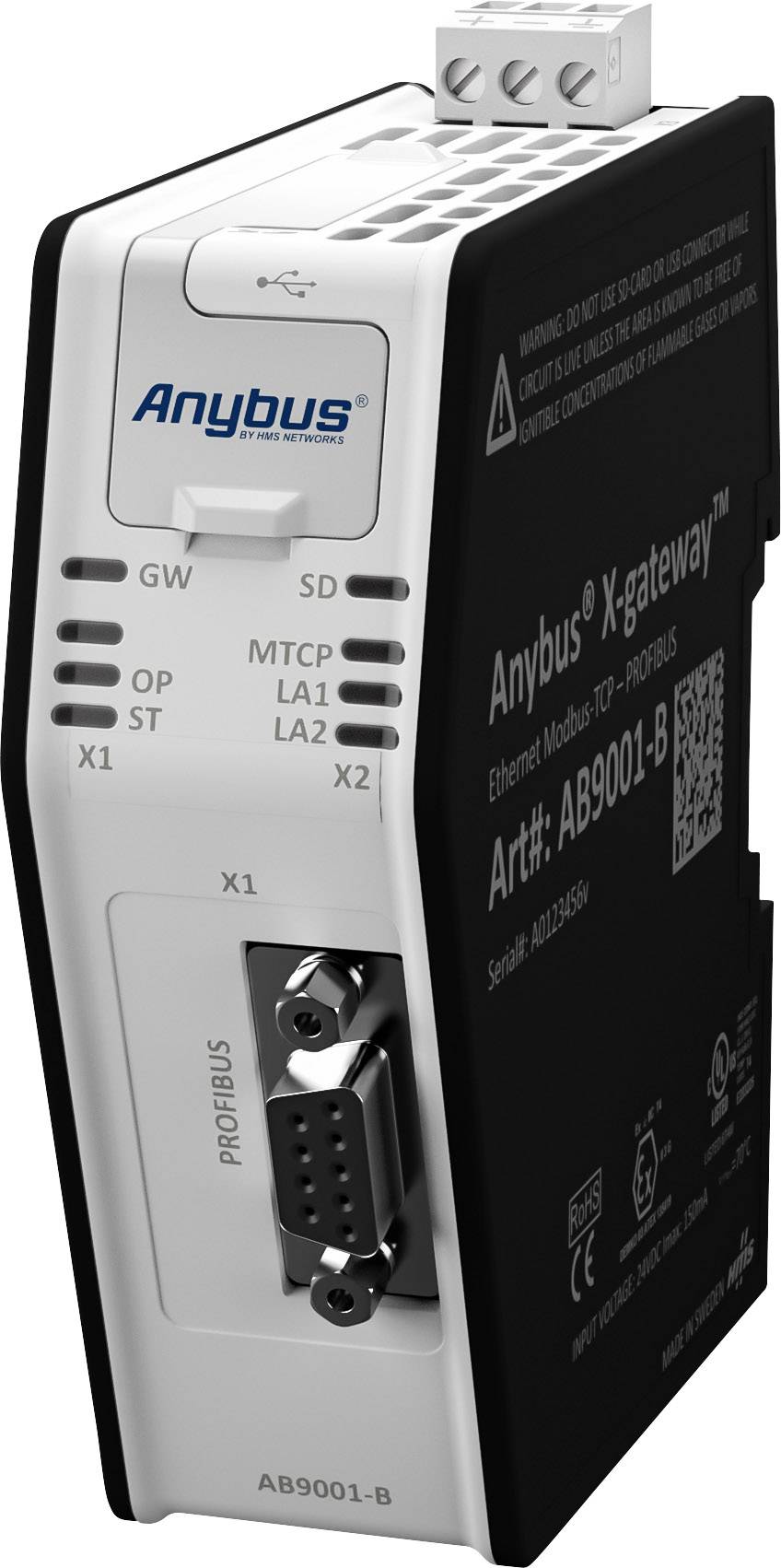 Anybus AB9001 Modbus-TCP Master/Profibus Slave Gateway USB, RJ-45, Ethernet 24 V/DC 1St ...