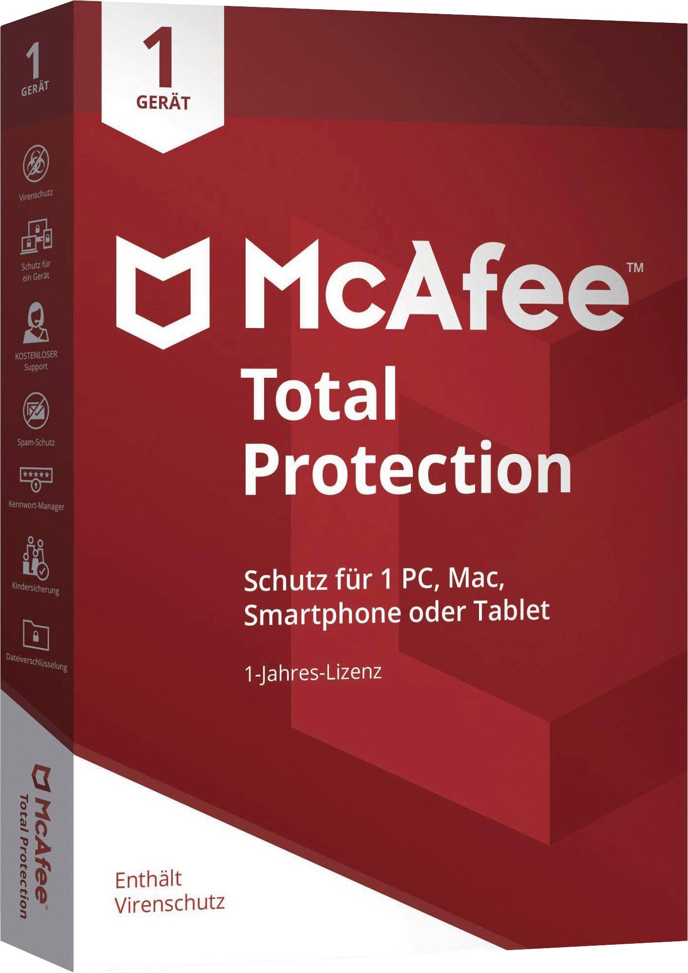 McAfee Total Protection 1 Device 2021 (Code in a Box) Jahreslizenz, 1 ...