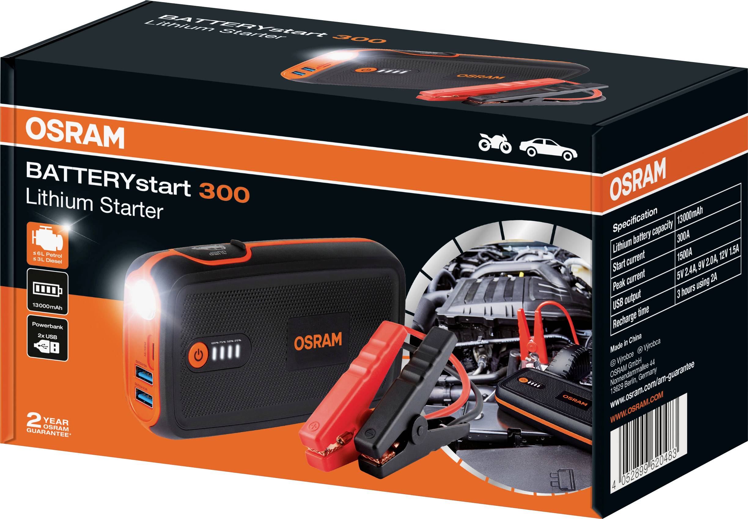 Osram Auto Schnellstartsystem BATTERYstart 300 OBSL300 Starthilfestrom ...