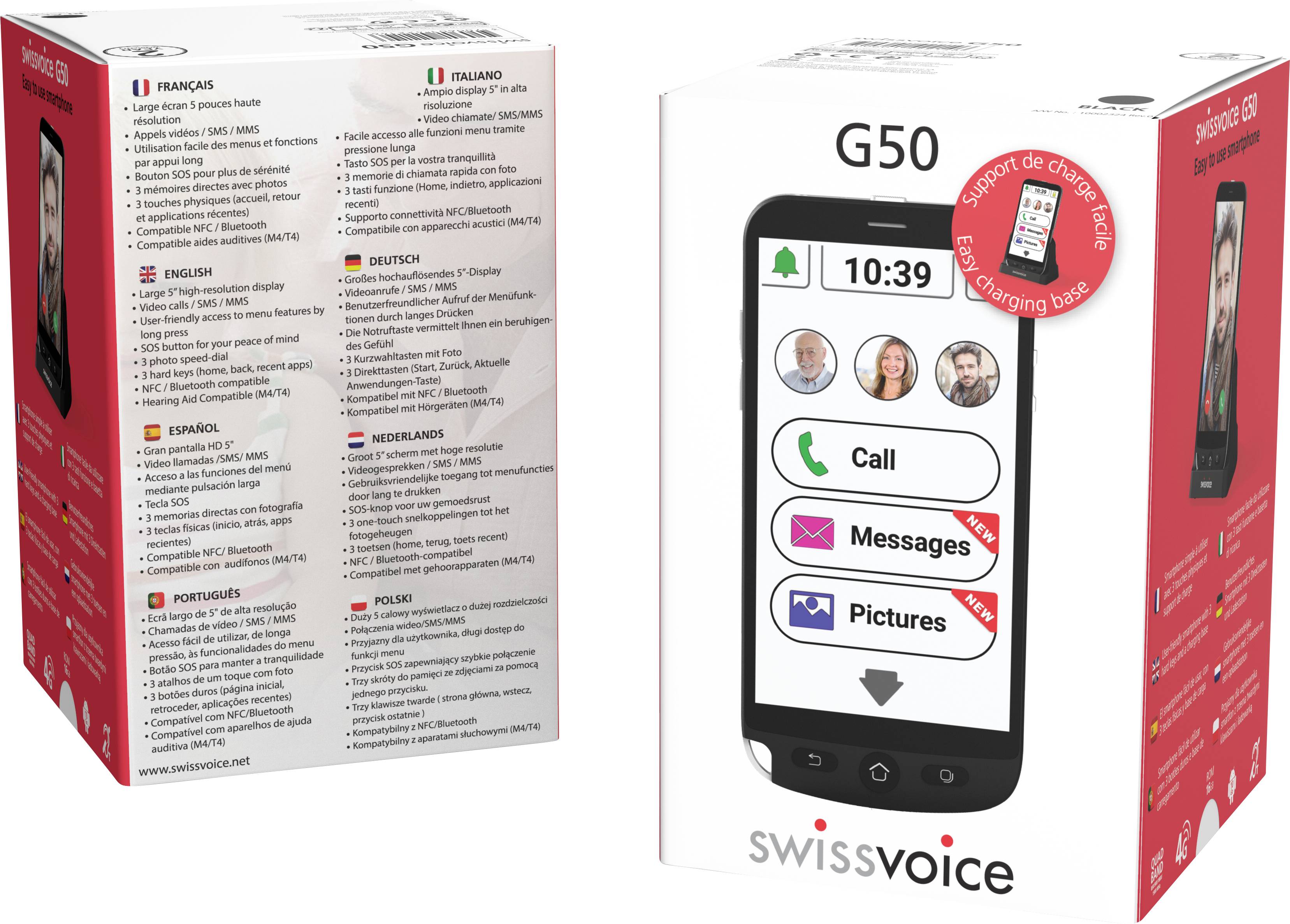 SwissVoice G50 Senioren-Smartphone 16 GB 12.7 cm (5.0 Zoll) Schwarz ...