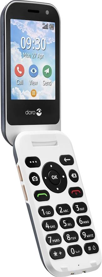 Primo by DORO 7080 Senioren-Klapp-Handy SOS Taste Graphit, Weiß | digitalo