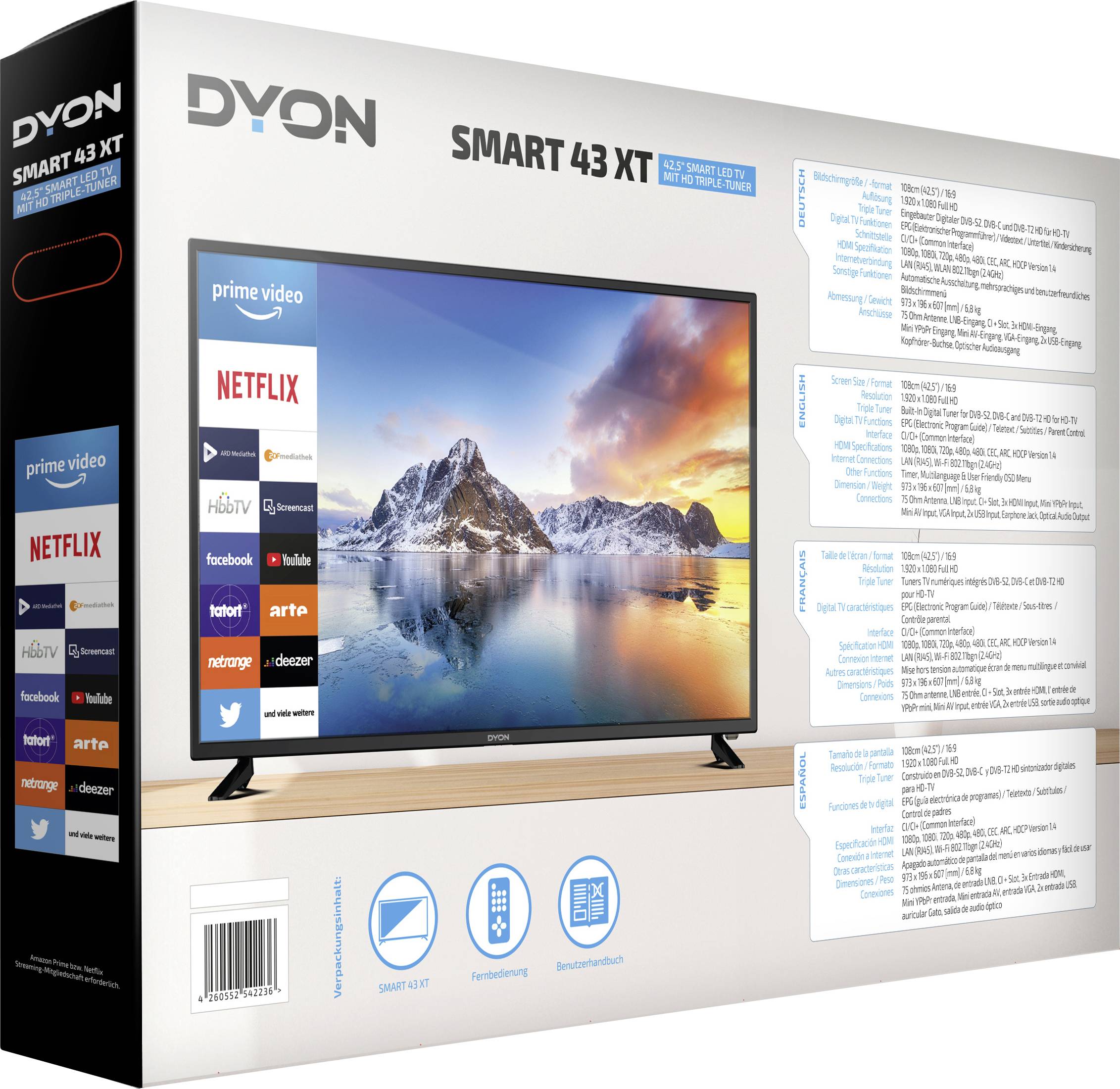 Dyon Smart 43 XT LED-TV 109.2cm 43 Zoll EEK G (A - G) DVB-T2, DVB-C ...