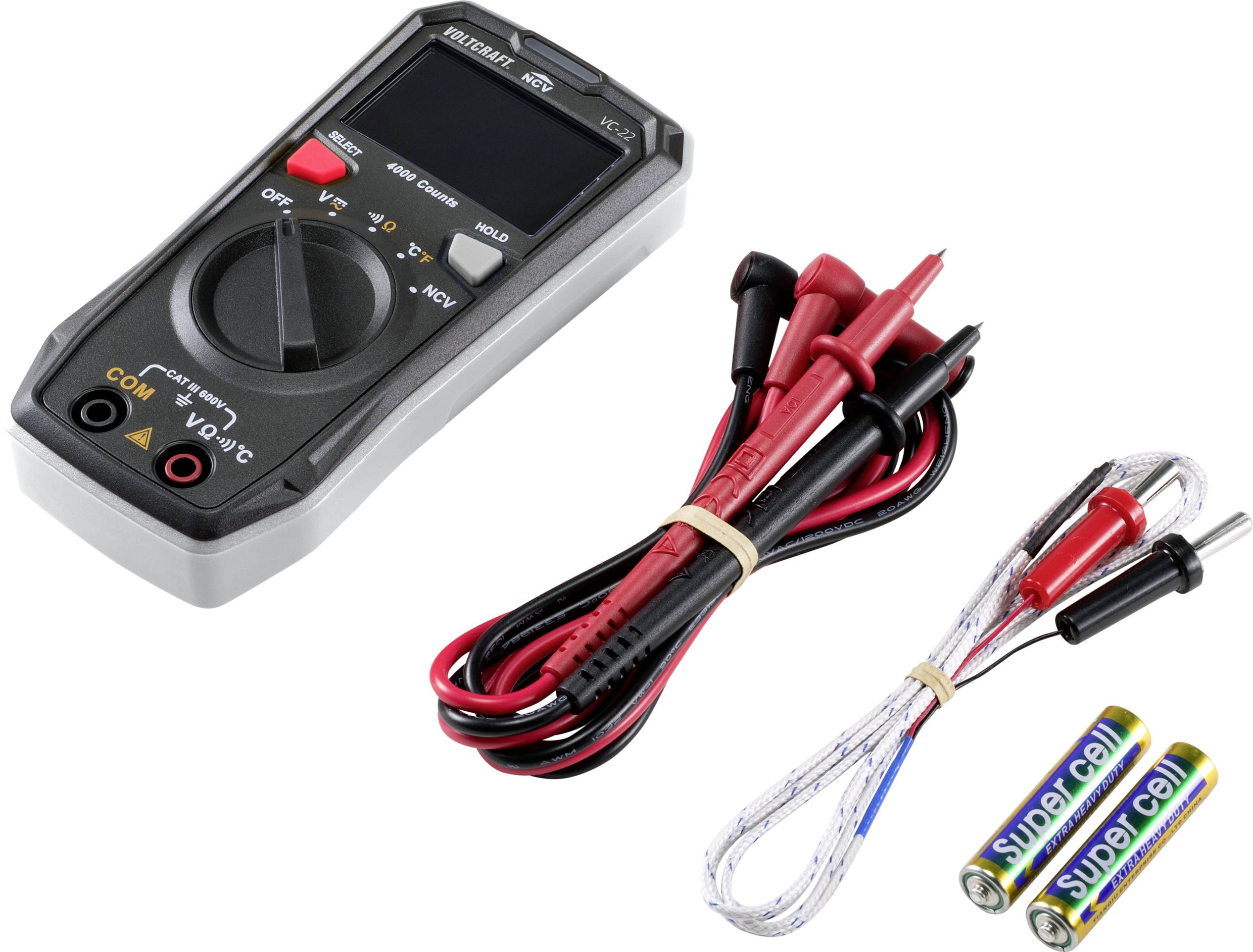 VOLTCRAFT VC-22 SE Hand-Multimeter digital CAT III 600V Anzeige (Counts ...