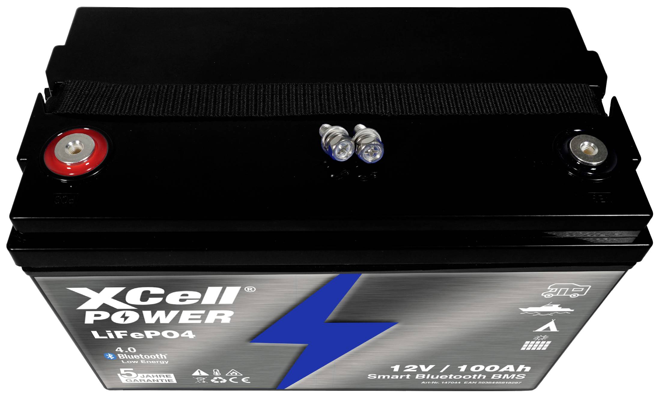 XCell LiFePo4 12V / 100Ah Spezial-Akku LiFePo-Block Innengewinde LiFePO ...