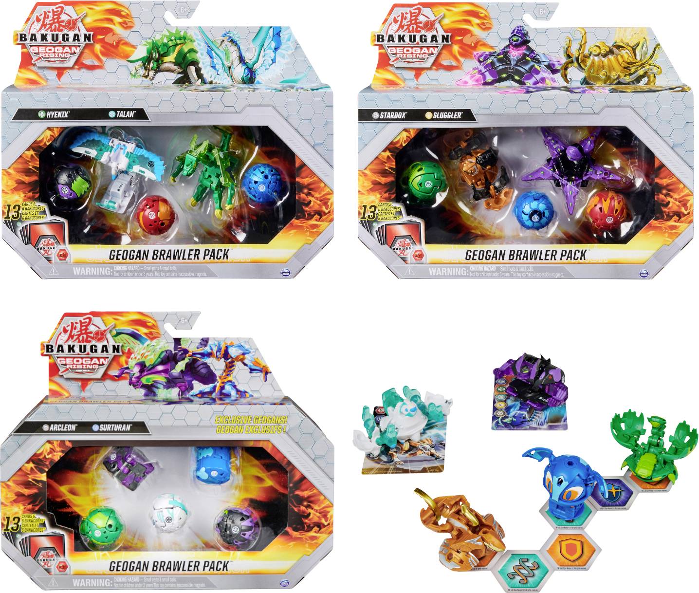 Bakugan 'Geogan Rising' Geogan Brawler 5er Pack (2 Geogan und 3 Bakugan ...