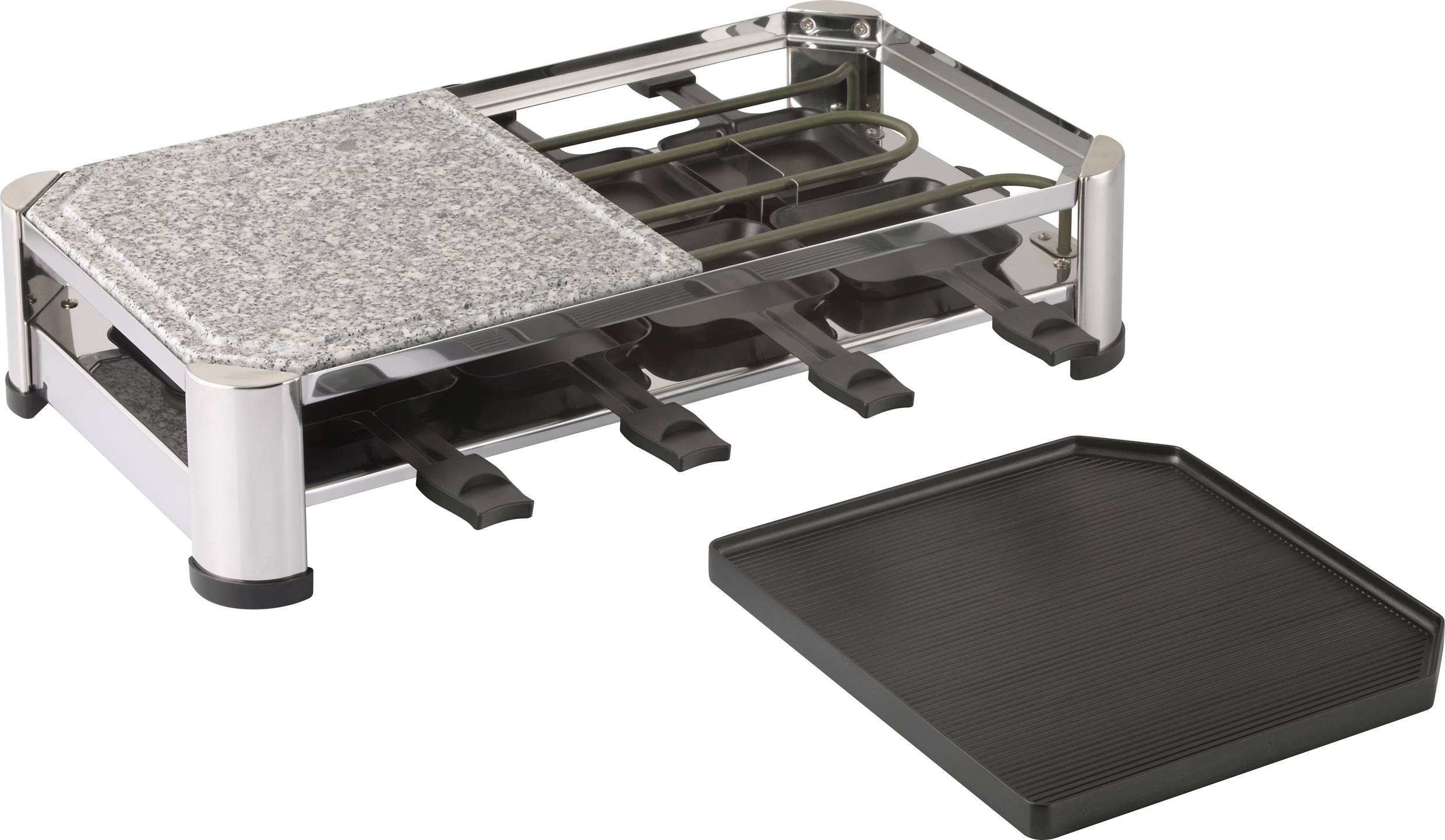 Grillplatte, Heißer Stein Raclette Grillfunktion Schwarz, Silber | voelkner