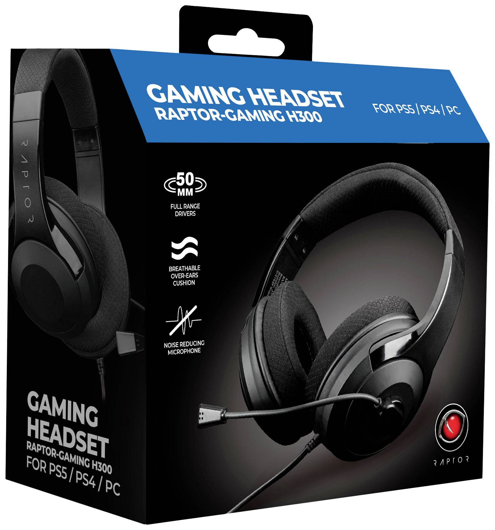Raptor Gaming RAPTOR-GAMING H300 Black Gaming Over Ear Headset ...
