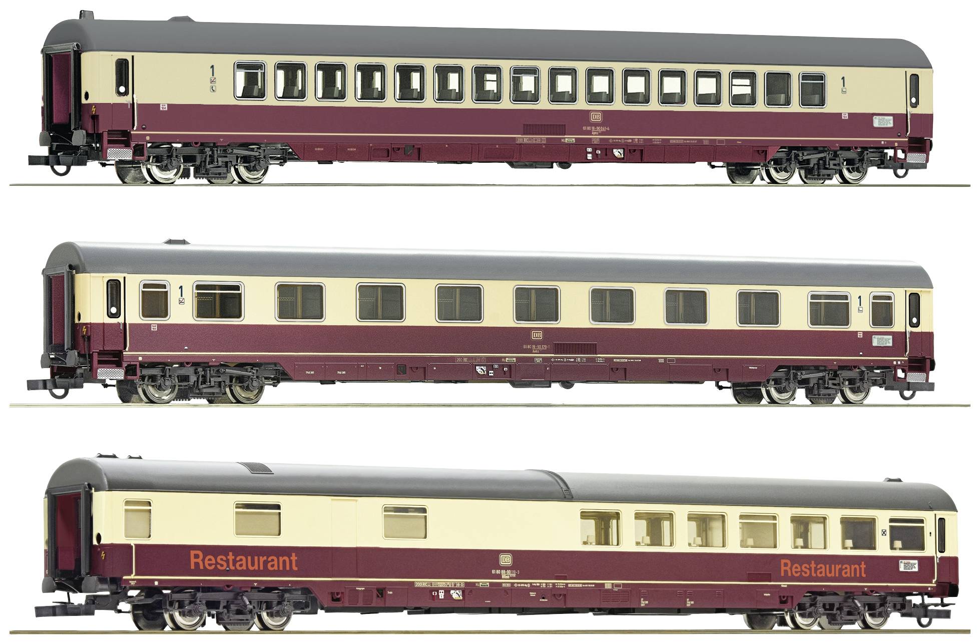 Roco 74034 H0 3er-Set Personenwagen EC 24 „Erasmus“ der DB 1.Klasse ...