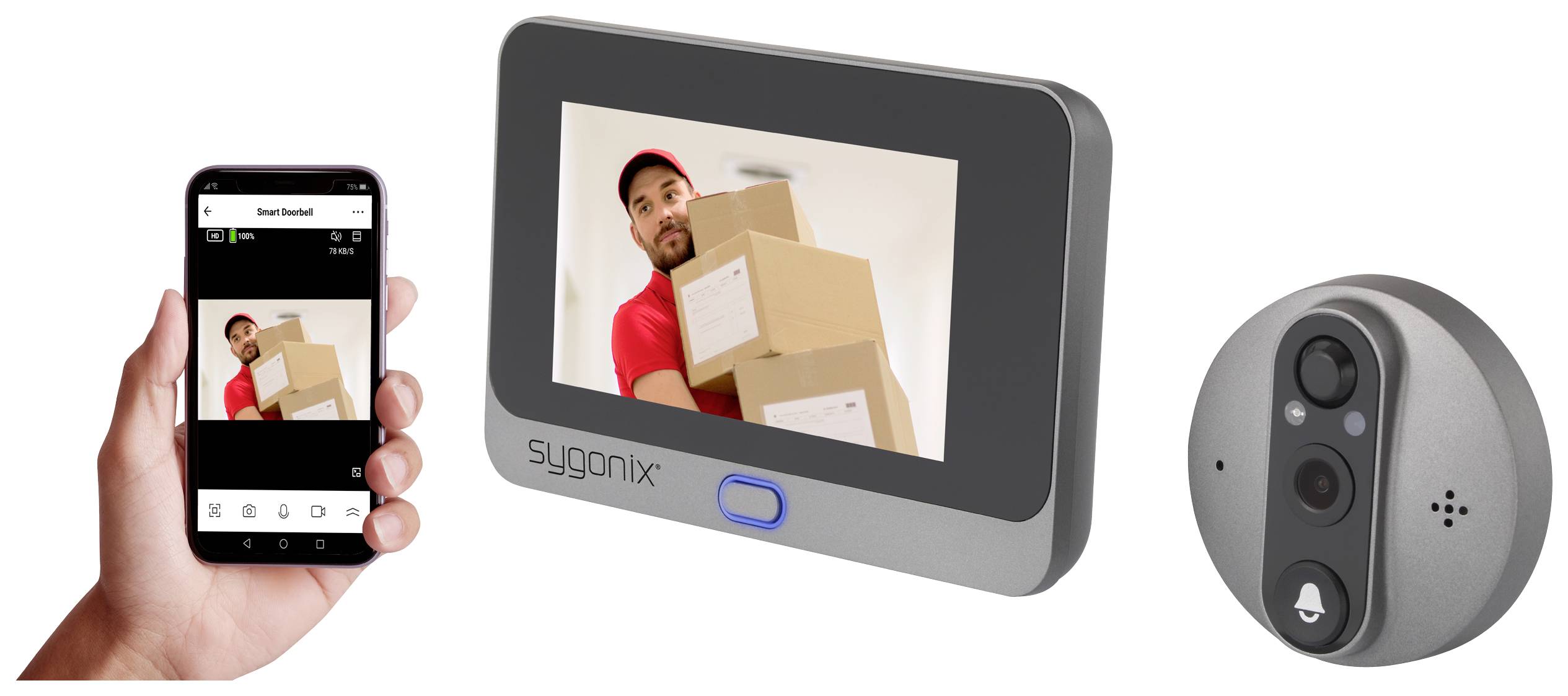 Sygonix IP-Video-Türsprechanlage WLAN Kamera, Video-Inneneinheit Grau ...