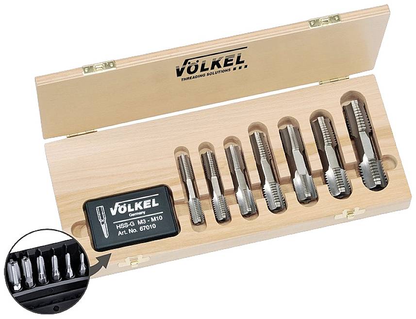 Völkel 48601 Handgewindebohrer-Set M3, M4, M5, M6, M8, M10, M12, M14 ...