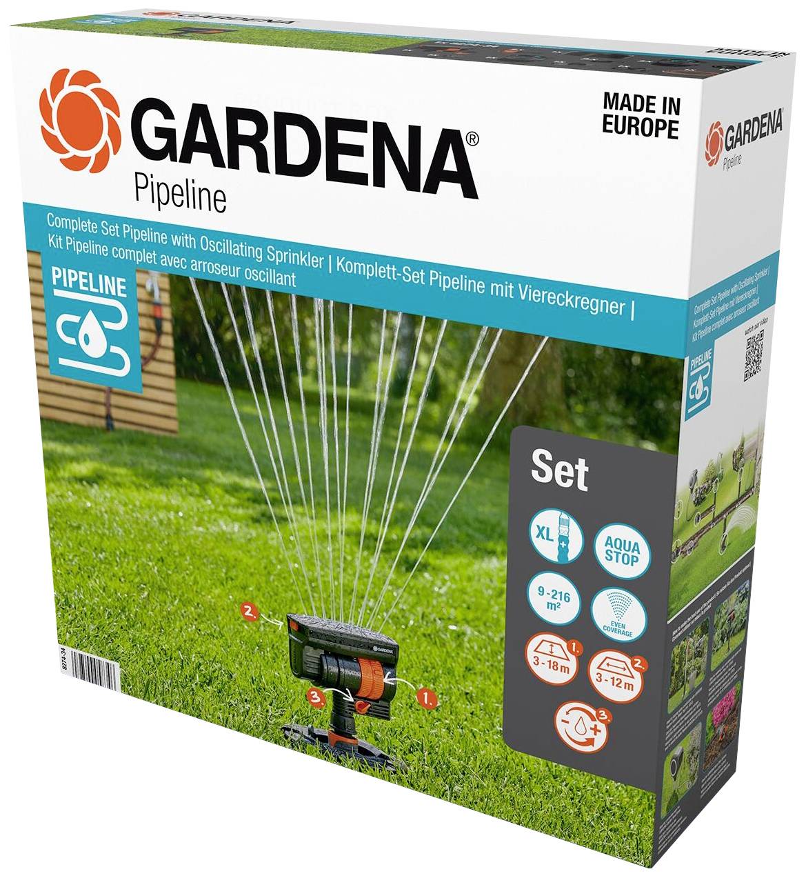 GARDENA Sprinklersystem Komplett-Set Pipeline Viereckregner 08274-34 ...