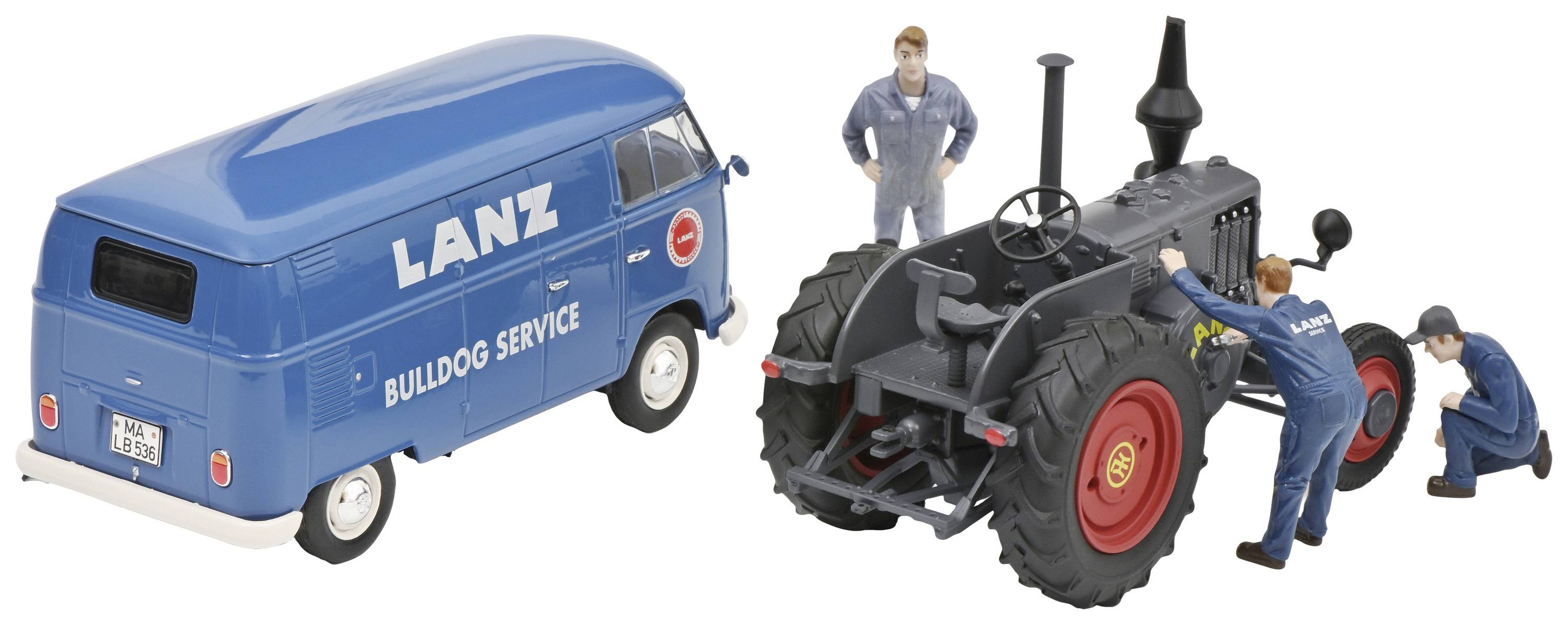 Schuco 450785900 Spur 1 Lanz Bulldog und VW T1 Kasten Service mit 3 ...