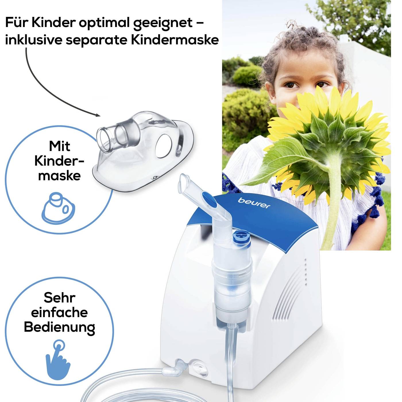 Beurer IH 26 Inhalator mit Inhalationsmaske, mit Mundstück, mit ...