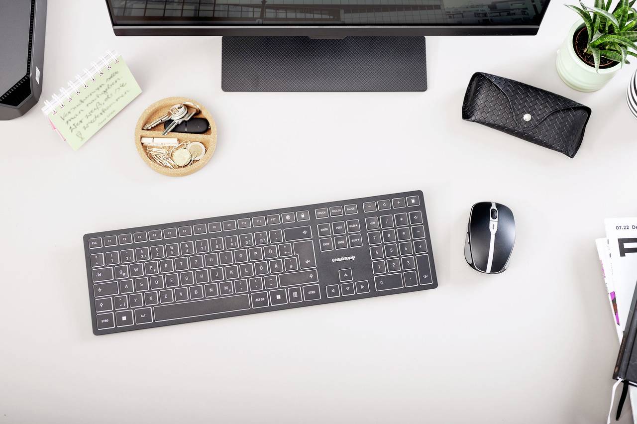 CHERRY KW 9100 SLIM Kabellos Tastatur Deutsch, QWERTZ Schwarz ...