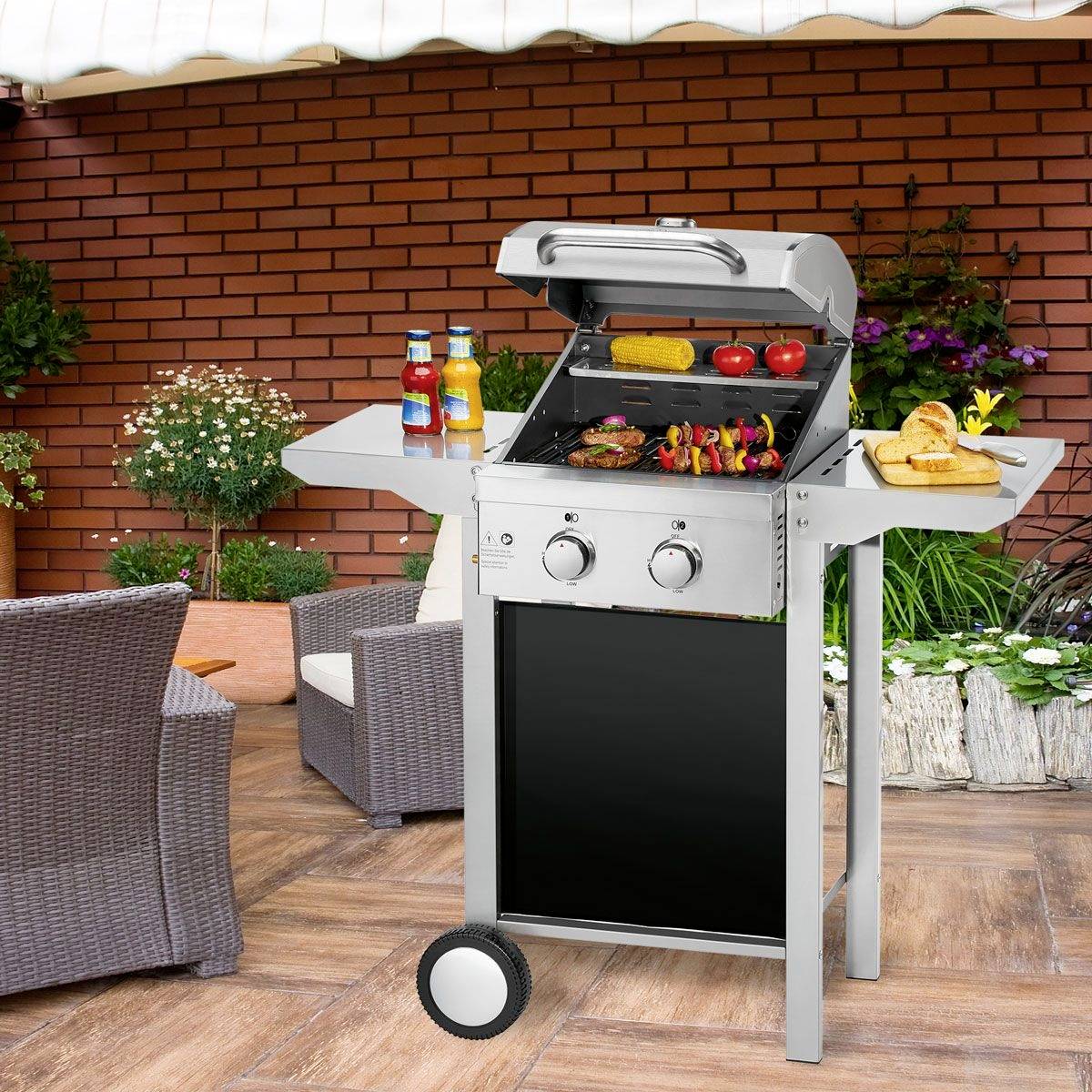 Profi Cook PC-GG 1255 Holzkohle Gas-Grill 2 Brenner, mit manueller ...