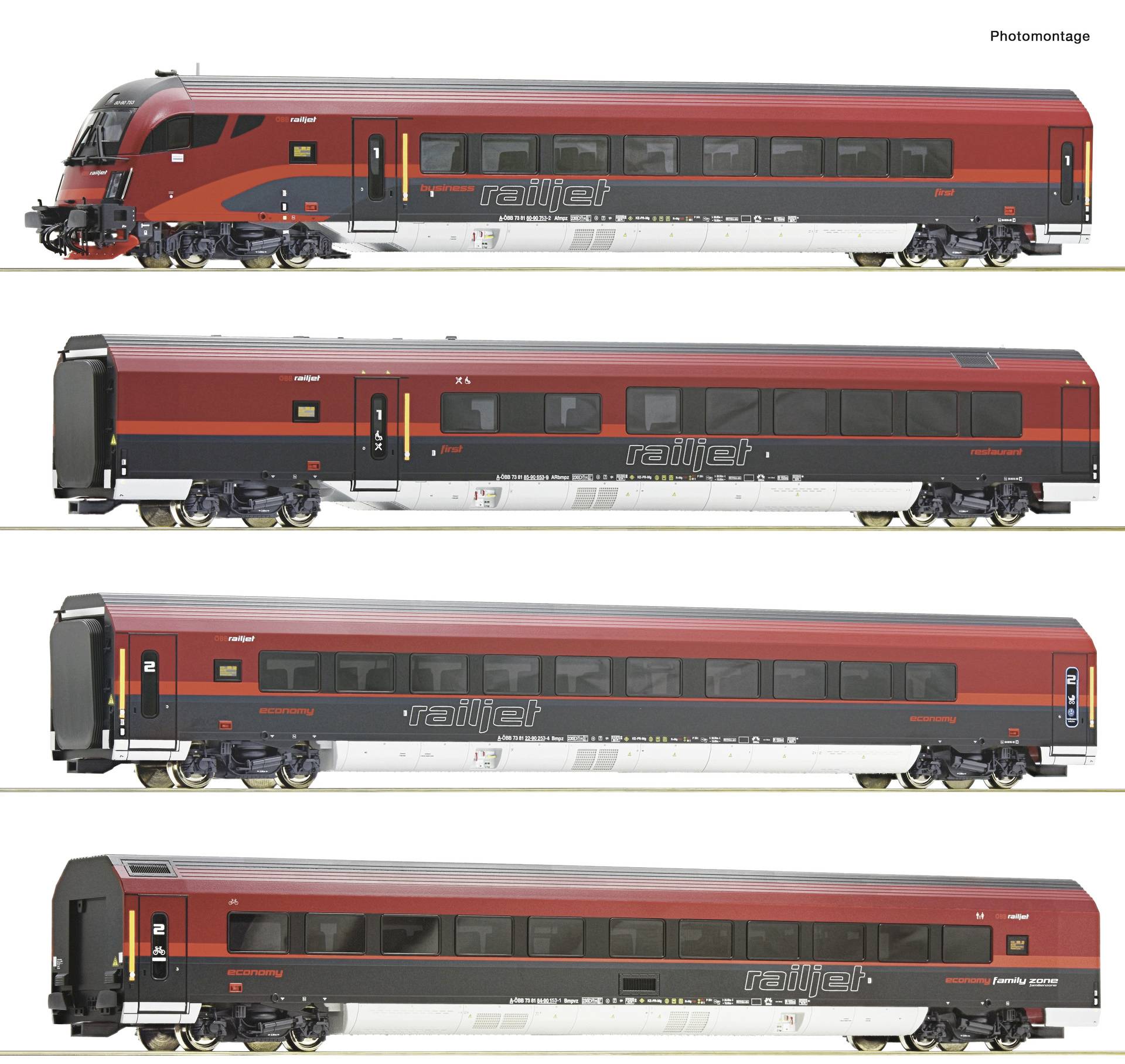 Roco 74038 H0 4er-Set Railjet der ÖBB 4er Set versandkostenfrei | SMDV