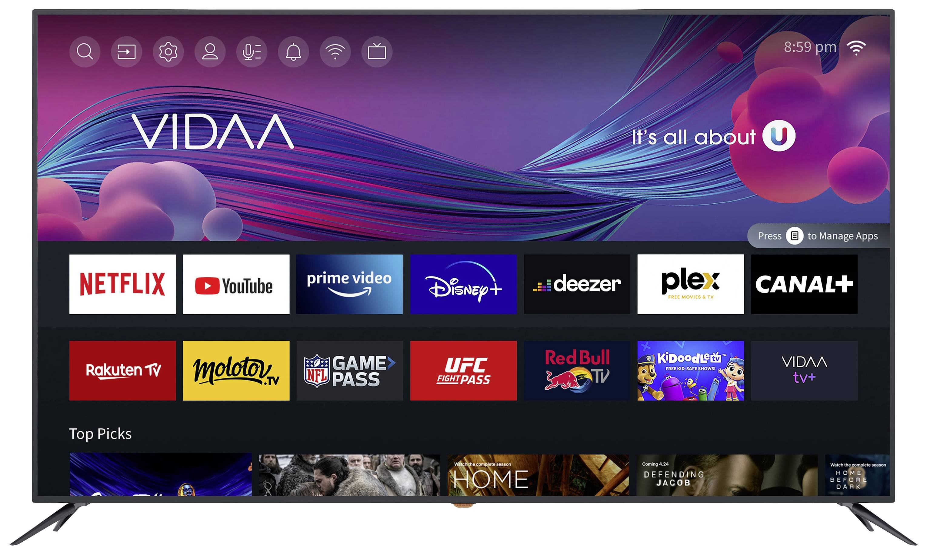 JTC OS36500USV LED-TV 164cm 65 Zoll EEK F (A - G) DVB-T2, DVB-T, DVB-S2 ...