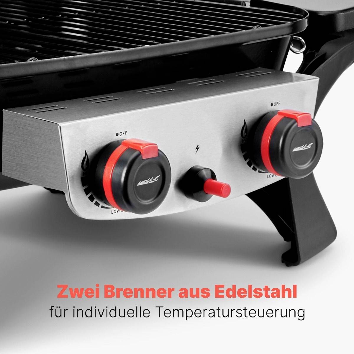 Profi Cook PC-GG 1261 Tisch Gas-Grill 2 Grillzonen, 2 Brenner ...