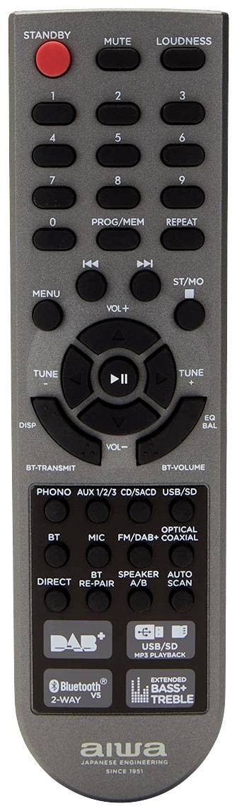 Aiwa AMR-200DAB AV-Receiver 2x100W Schwarz Bluetooth®, DAB+, Inkl ...