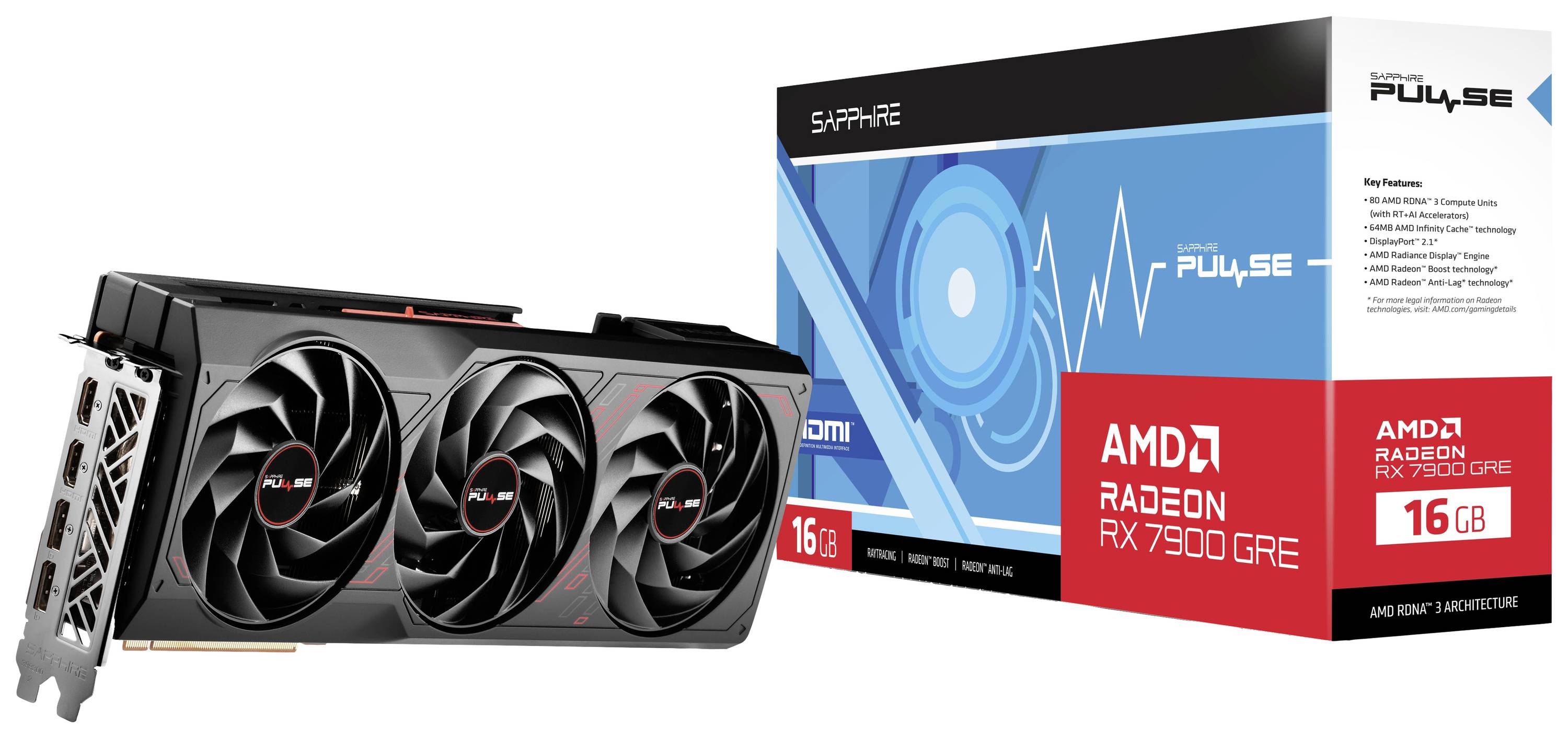 Sapphire Grafikkarte AMD Radeon RX 7900 GRE Pluse Gaming OC 16GB GDDR6 ...