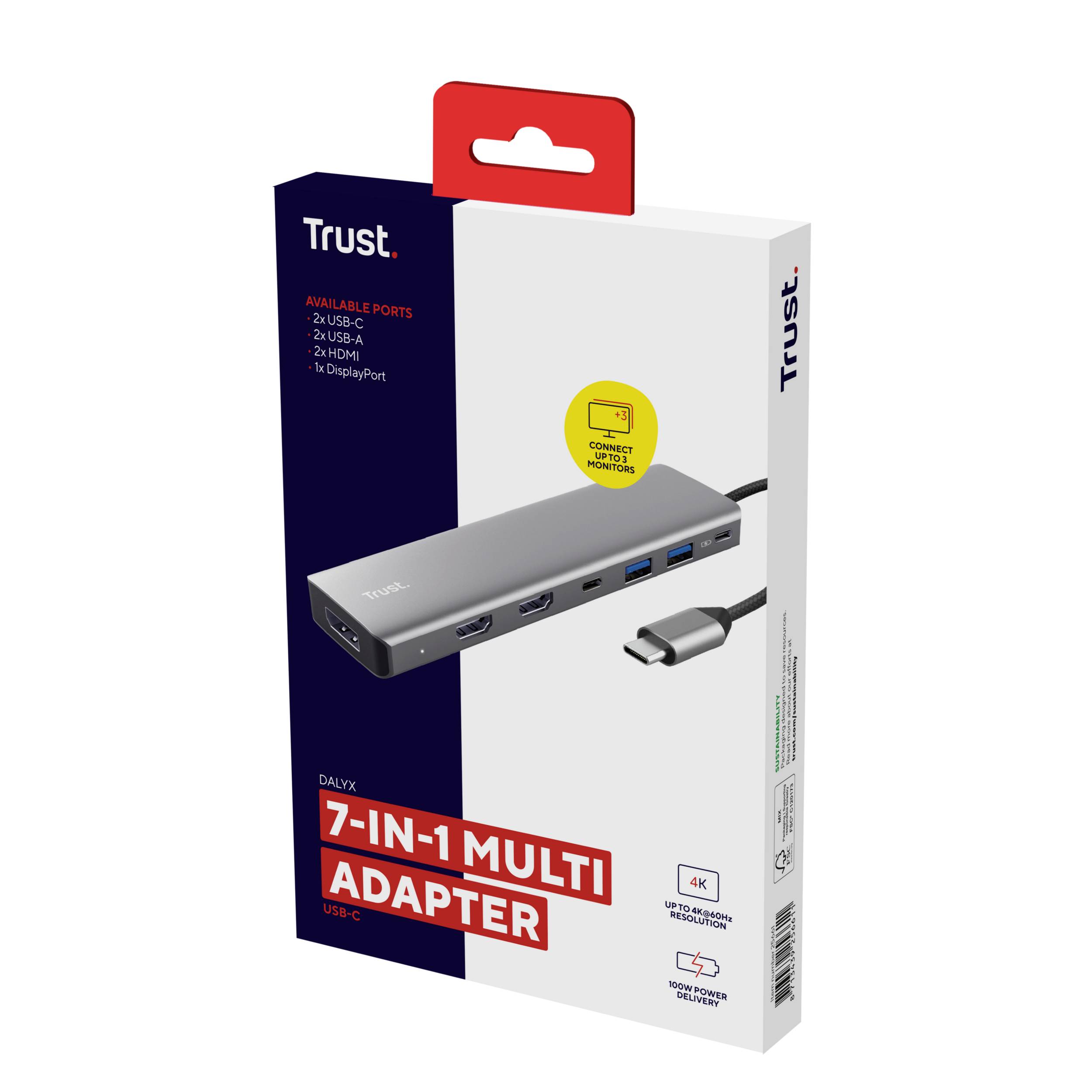 Trust USB-C® Dockingstation DALYX 7-IN-1 MULTIPORT ADAPTER Passend für ...