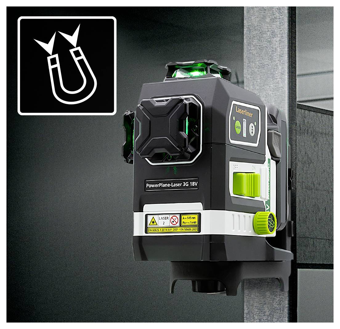 Laserliner PowerPlane-Laser 3G Multi-18V Dreidimensionaler Laser grüner ...