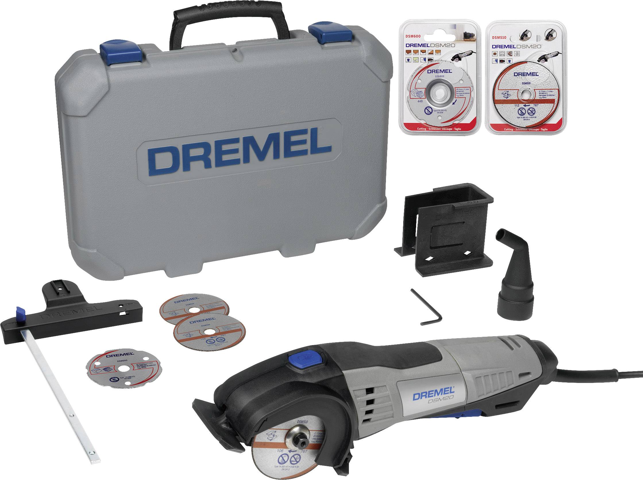 Dremel DSM20/3-8 Mini-Kreissäge mit Zubehör, inkl. Koffer 13teilig 710W ...