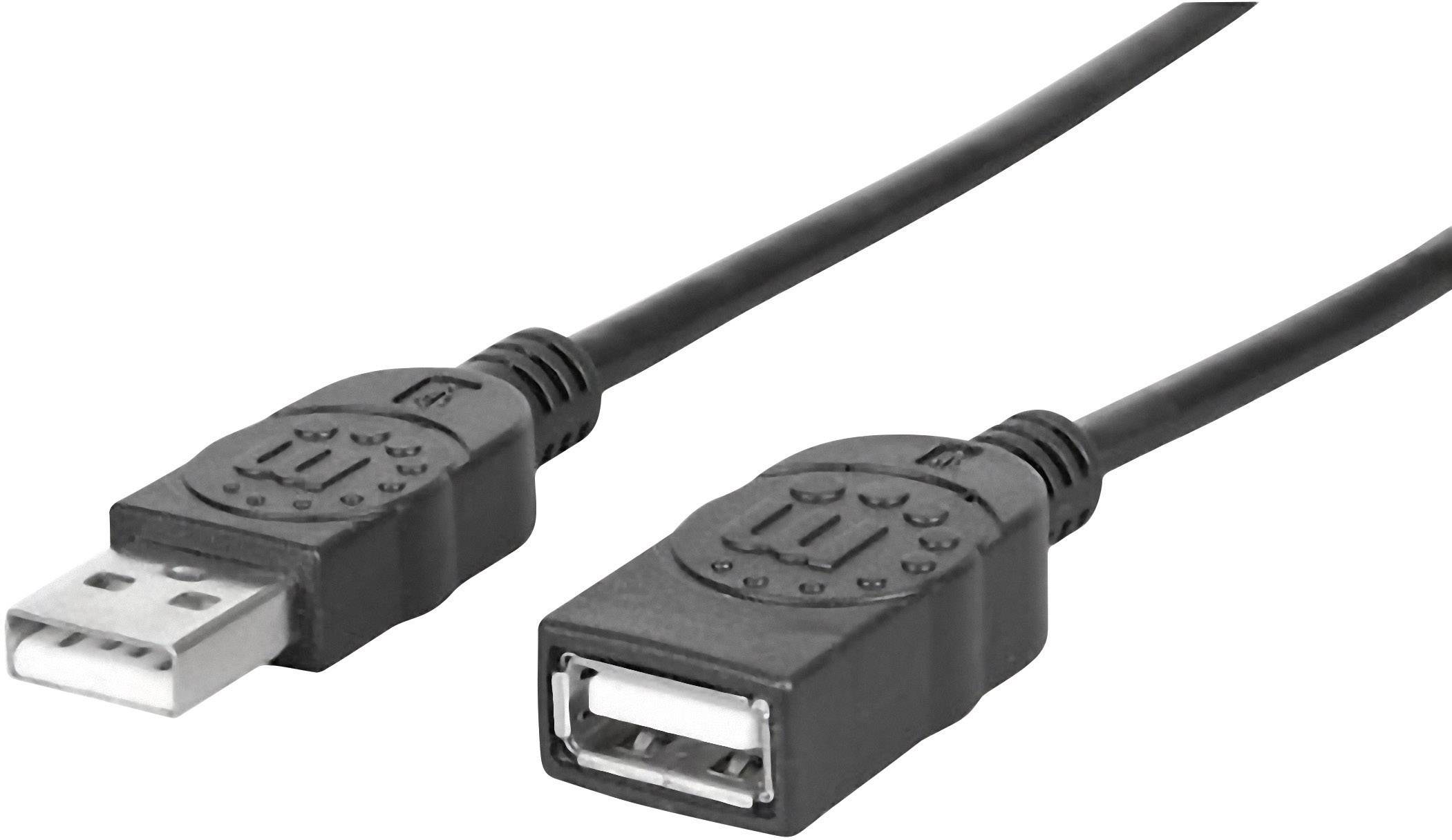 Manhattan USB-Kabel USB 2.0 USB-A Stecker, USB-A Buchse 3.00m Schwarz ...