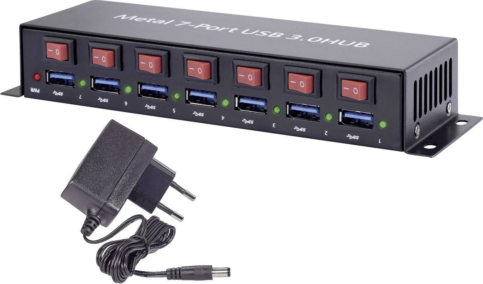 Renkforce RF-3269622 7 Port USB 3.2 Gen 1-Hub (USB 3.0) Metallgehäuse ...