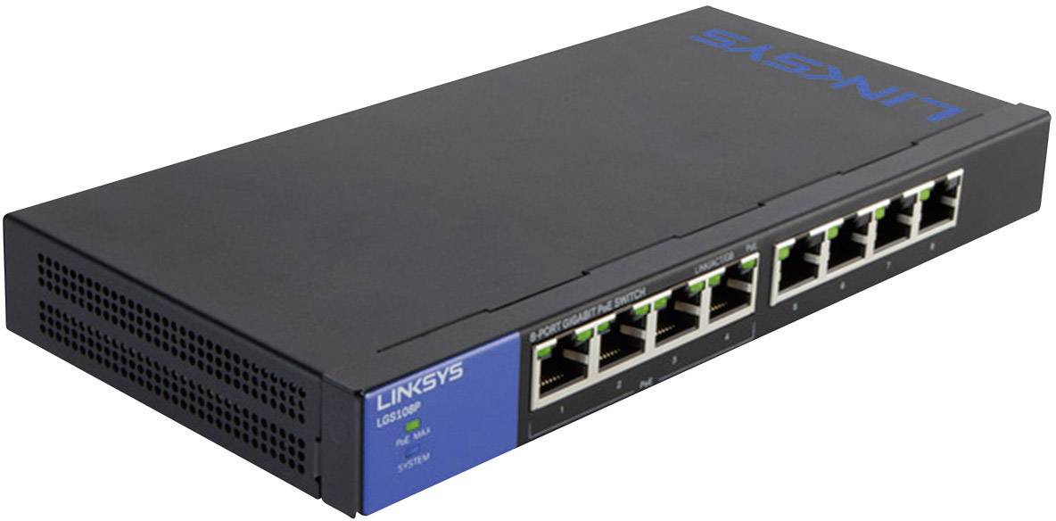 Linksys LGS108P Netzwerk Switch 8 Port 1 Gbit/s PoE-Funktion | voelkner ...