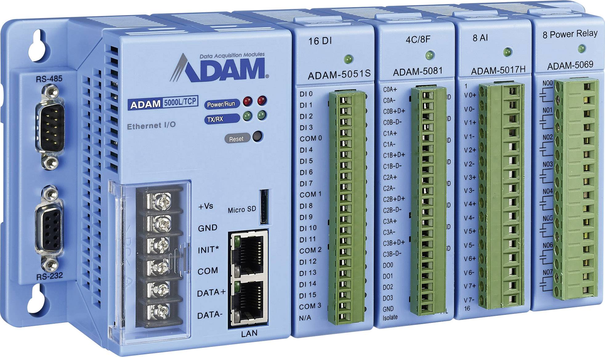Advantech ADAM-5000L DA&C-System für Ethernet Modbus, RTU 12 V/DC, 24 V ...
