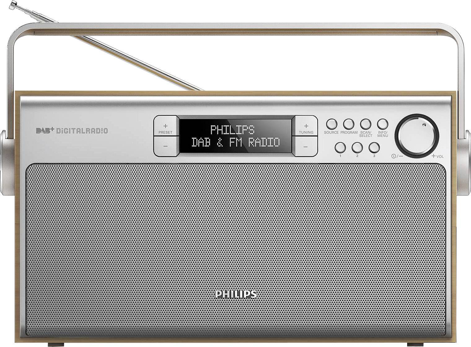 Philips AE5220 Kofferradio DAB+, UKW Silber, Holz | voelkner