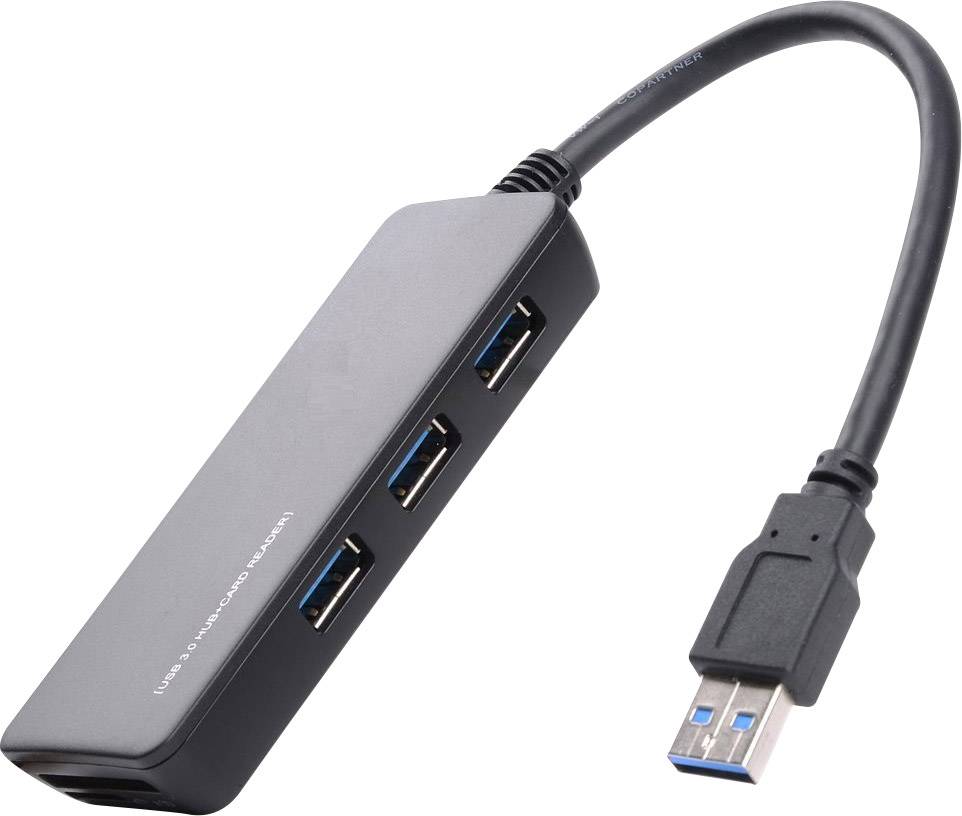 Renkforce 3 Port USB 3.2 Gen 1-Hub (USB 3.0) mit eingebautem SD ...