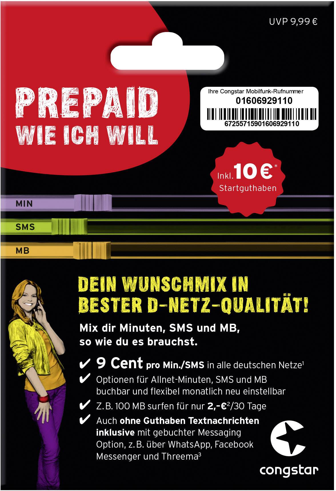 Congstar PREPAID WIE ICH WILL Prepaid-Karte ohne Vertragsbindung | digitalo
