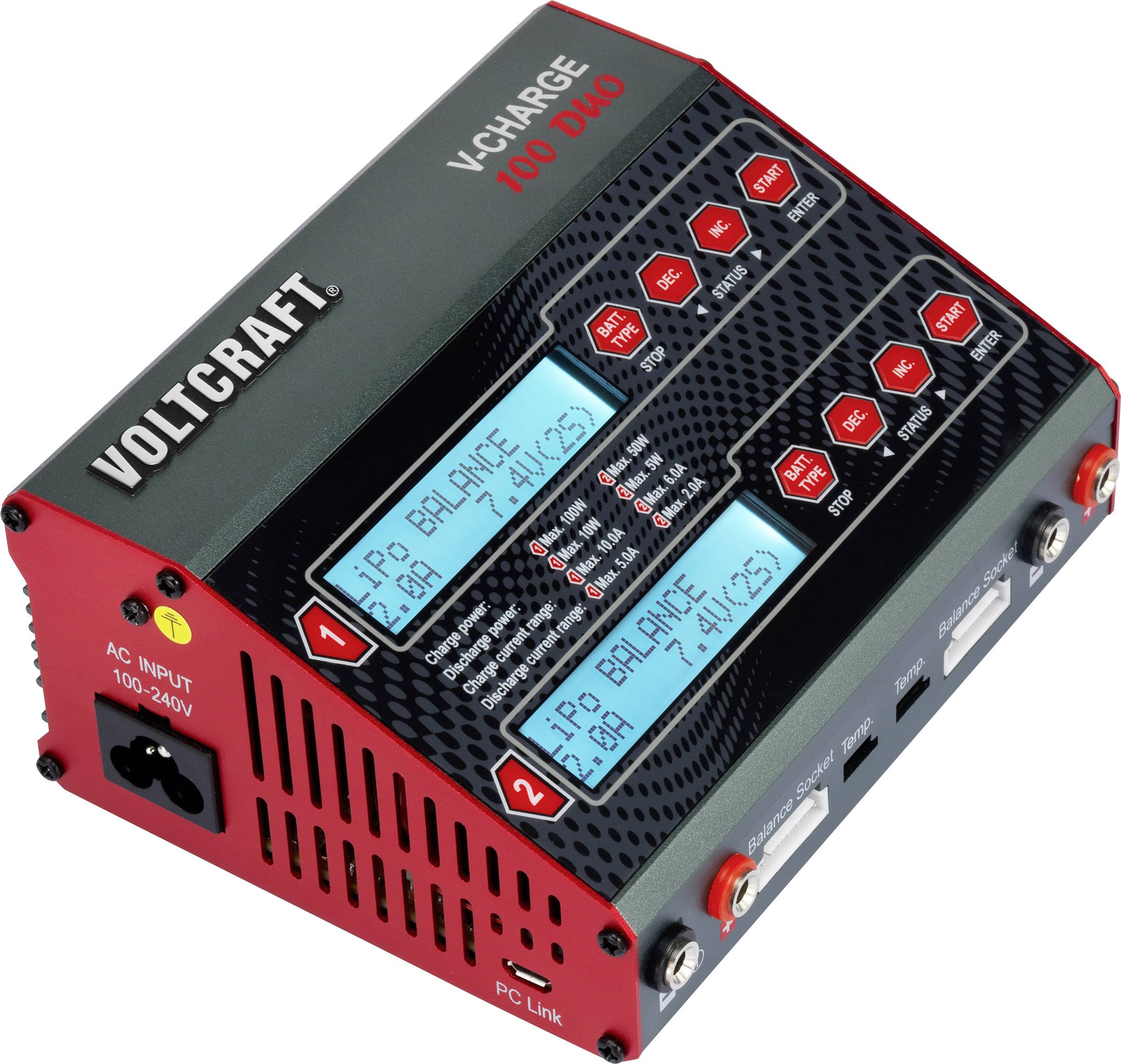 VOLTCRAFT V-Charge 100 Duo Modellbau-Multifunktionsladegerät 12 V, 230V ...