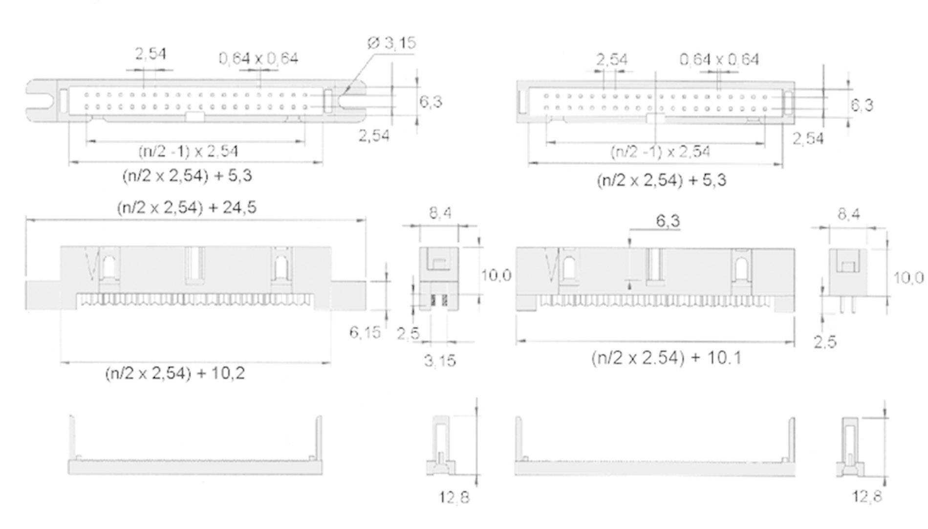 W & P Products Stiftleiste (Standard) 869 Polzahl Gesamt 20 Rastermaß ...