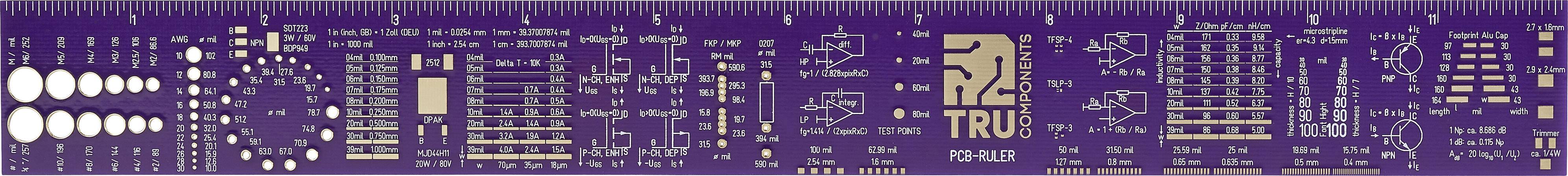TRU COMPONENTS PCB Lineal Magenta 1 St. PCB RULER (L x B x H) 300 x 34 ...
